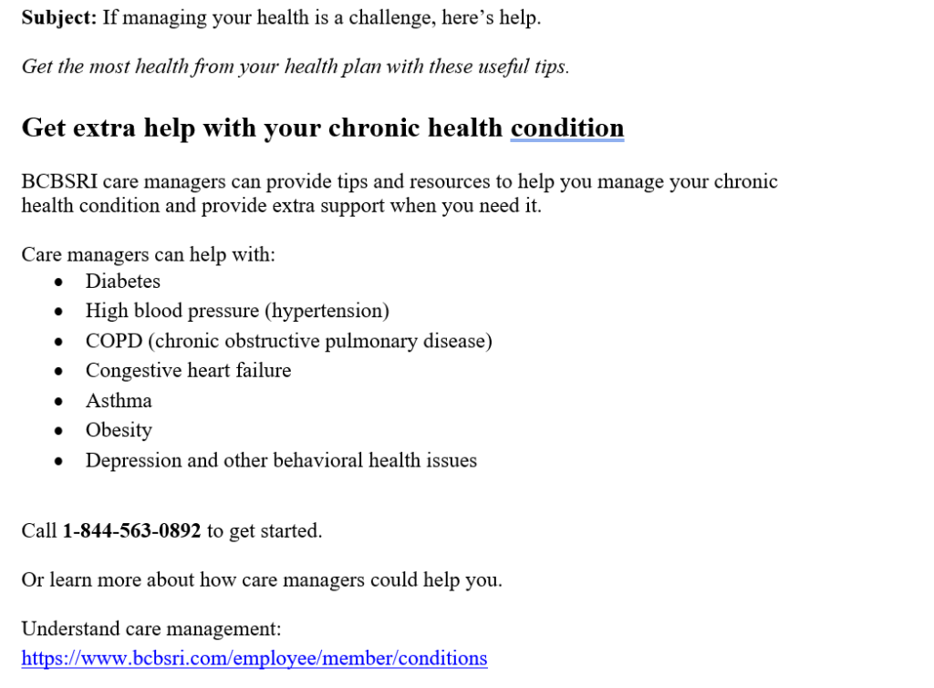 Care Management for Your Employees | BCBSRI
